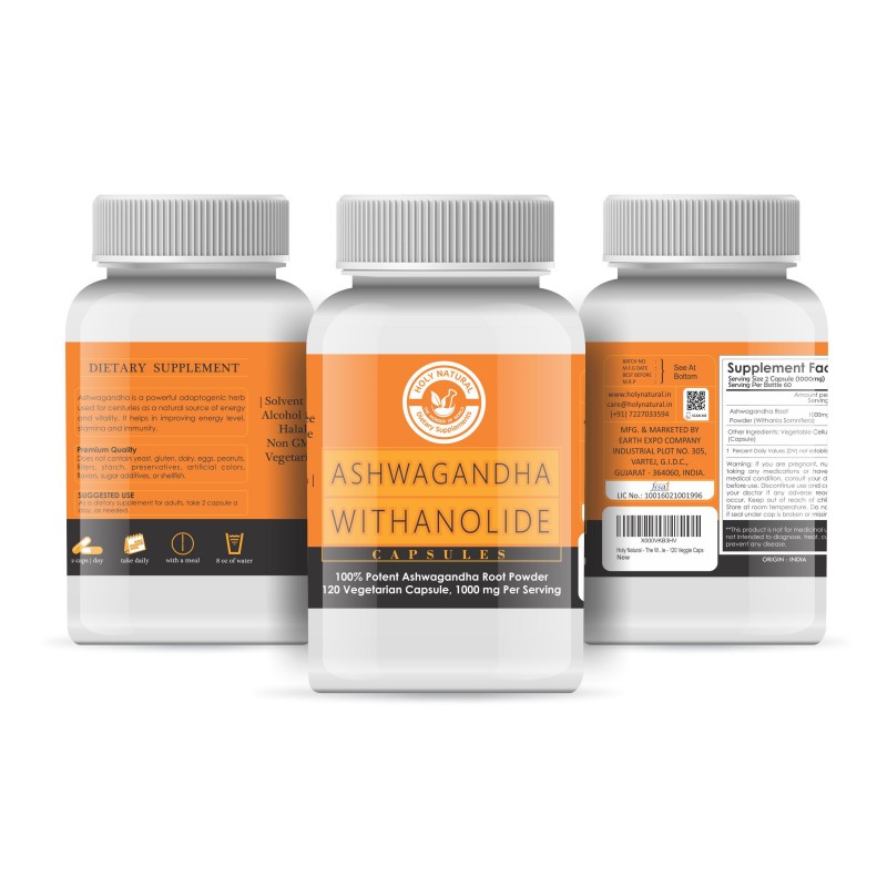 Ashwagandha Withanolide - 120 Veggie Capsules| Holy Natural